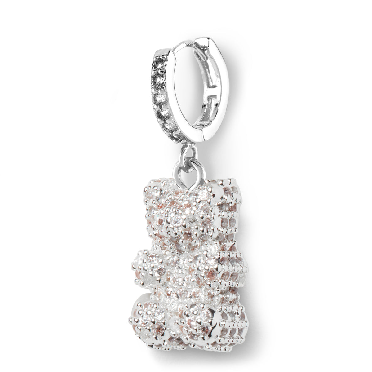 Pave Nostalgia bear hoop - Silver Pave – Crystal Haze Jewelry